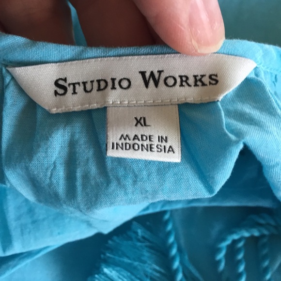 Studio Works | Tops | Nwt Studio Works Size Xl Blue Peasant Blouse Top ...